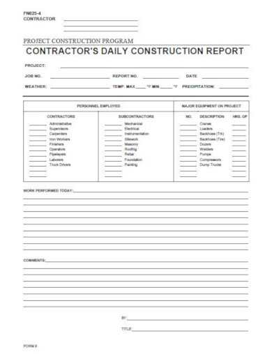 10+ FREE Construction Daily Report Templates - Google Docs, Word, Pages ...