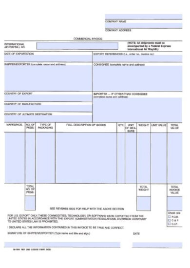 10+ Export Invoice Templates - AI, Excel, Word, Numbers, Pages