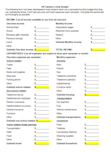 12+ College Budget Templates to Download - PDF, Excel, Word, Numbers ...