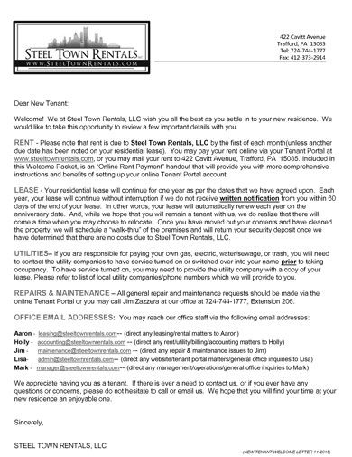 11+ Tenant Welcome Letter Templates - PDF