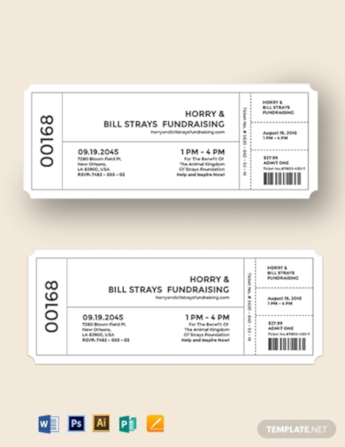 10 Fundraising Ticket Templates Word Pages PSD Publisher