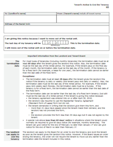 10 Notice To End Tenancy Templates Word Excel Pages PDF
