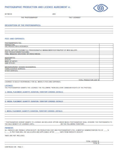 11+ Photography License Agreement Templates - PDF, Word, PSD, Pages ...