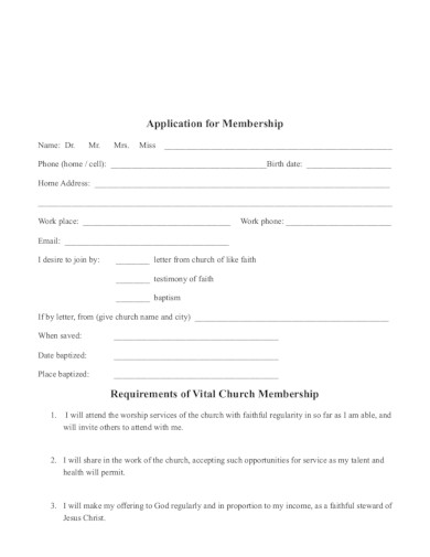 20+ Church Membership Form Templates in PDF | DOC