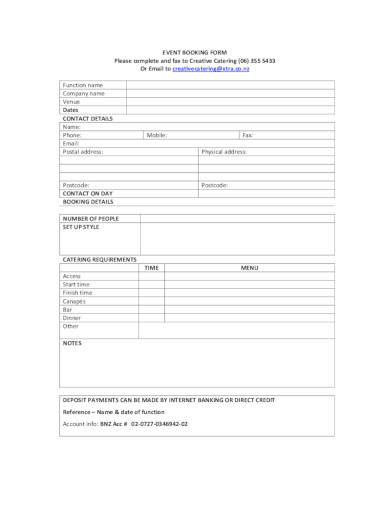 19+ Event Booking Form Templates in PDF | DOC