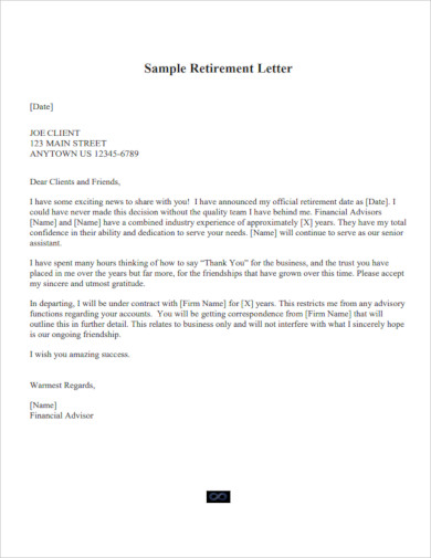 4+ Sample Retirement Letter to Clients - Free PDF, DOC