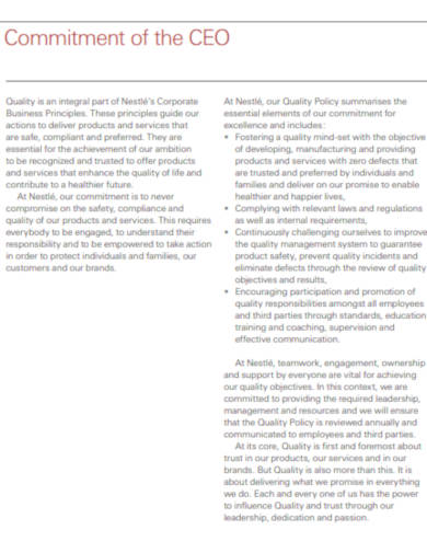 16+ Company Quality Policy Templates in PDF