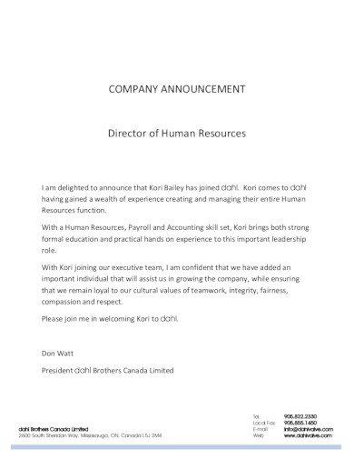 17+ Company Announcement Templates in PDF | XLS | DOC