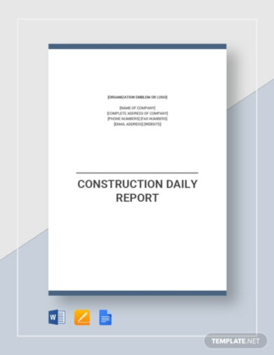 10+ FREE Construction Daily Report Templates - Google Docs, Word, Pages ...