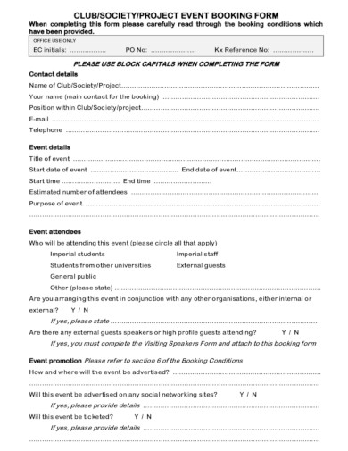 19+ Event Booking Form Templates in PDF | DOC