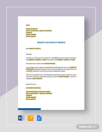 10+ Best Medical Leave Letter Templates - Word, PDF, Google Docs, Pages