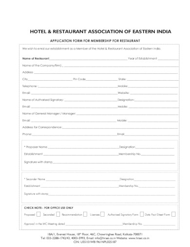 12+ Restaurant Application Form Templates - Google Docs, Word, Pages, PDF