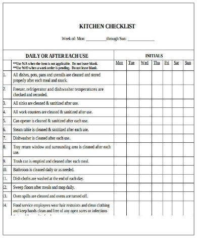 6+ Restaurant Cleaning Checklist Templates - Google Docs, MS Word ...