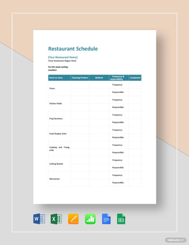 Restaurant Schedule Template - 18+ Free Excel, Word Documents Download