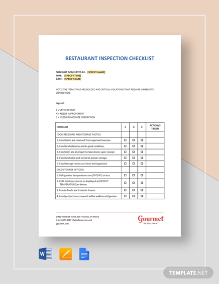 17+Inspection Checklist Templates - Google Docs, MS Excel, MS Word, Pages