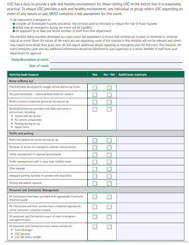 17+ Event Risk Assessment Templates in PDF | DOC