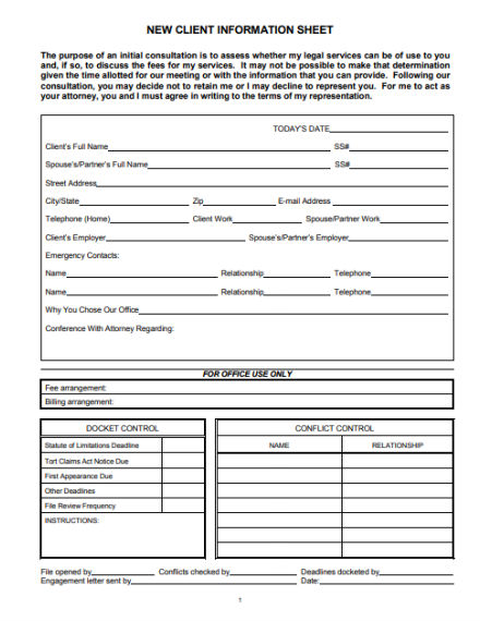 8+ Client Information Sheet Templates - PDF, MS Word, Apple Pages