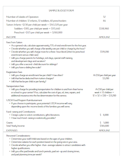 10+ Day Care Budget Templates - PDF
