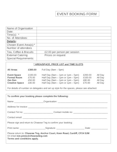 19+ Event Booking Form Templates in PDF | DOC
