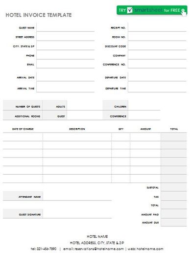10+ Hotel Invoice Templates - Excel, Word, Numbers, Pages, PDF