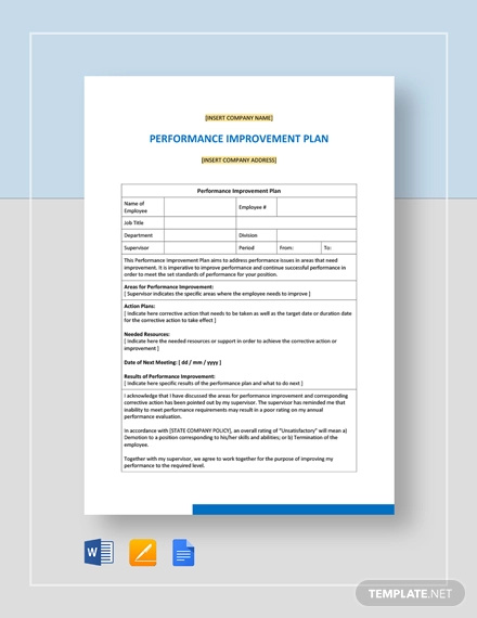 10 Performance Improvement Plan Templates Free Sample Example 