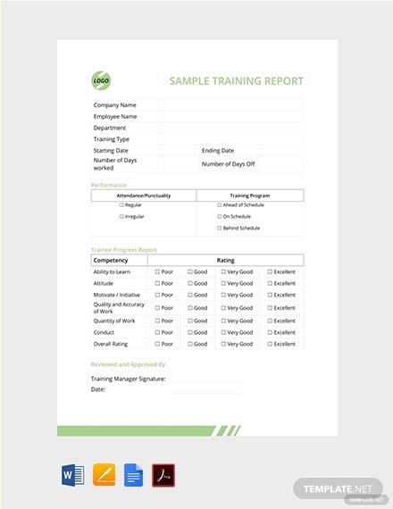 Sample Training Report Templates - Google Docs, MS Word, Pages, PDF