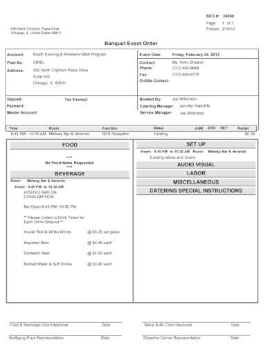 20 Banquet Event Order Templates In PDF DOC XLS