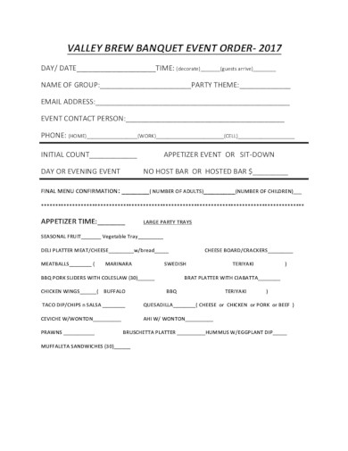 20+ Banquet Event Order Templates in PDF | DOC | XLS