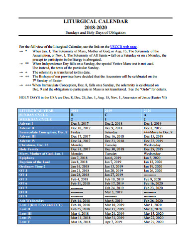 12+ Church Calendar Templates in PDF | DOC