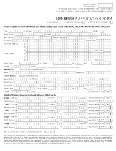 20+ Church Membership Form Templates in PDF | DOC