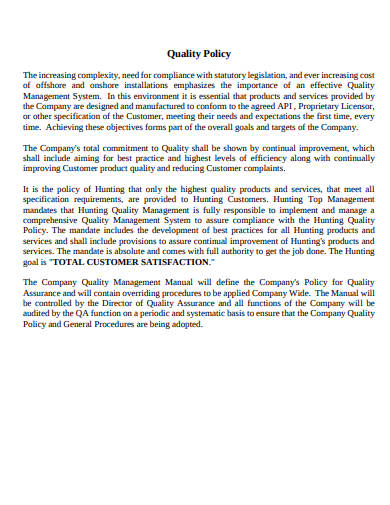 16+ Company Quality Policy Templates in PDF