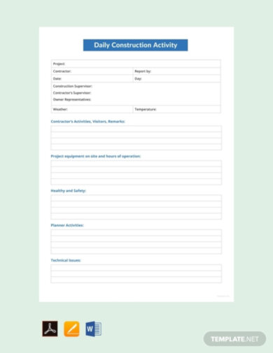 10+ FREE Construction Daily Report Templates - Google Docs, Word, Pages ...