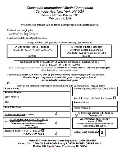 6+ Photography Order Form Templates - PSD, PDF, Word, RTF