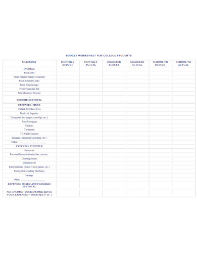 12+ College Budget Templates to Download - PDF, Excel, Word, Numbers ...