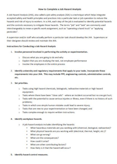 10+ Job Hazard Analysis Templates - Google Docs, Word, Pages, PDF
