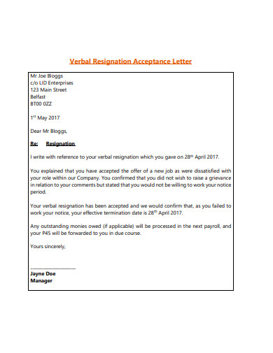 12+ Acceptance of Resignation Letter Templates in Word | Pages | PDF