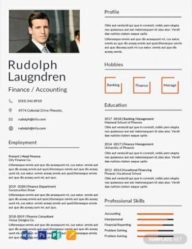 20+ Finance Resume Templates - Word, Pages, PSD, Publisher, PDF