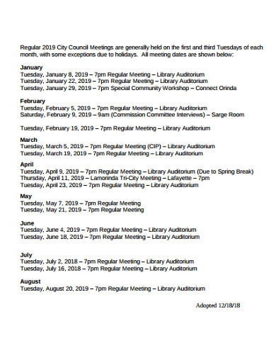 17+ Meeting Calendar Templates in PDF