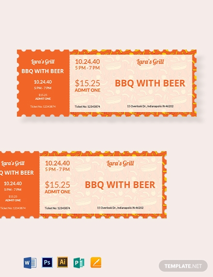 21 BBQ Ticket Templates Illustrator InDesign MS Word Pages 