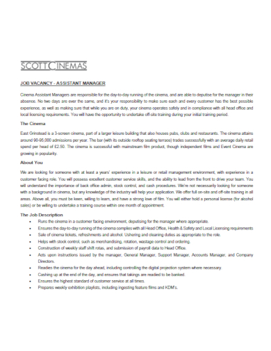 10+ Assistant Manager Job Description Templates - Google Docs, Word ...