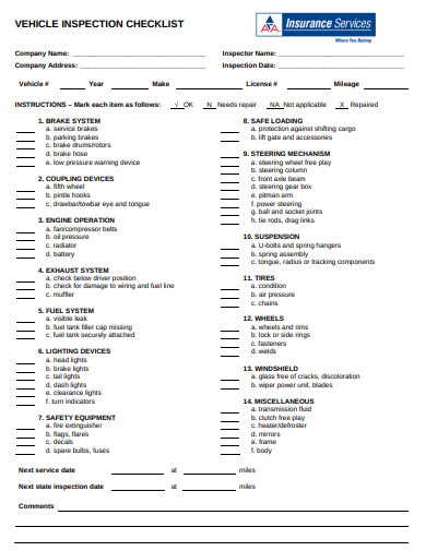 FREE 6 Company Vehicle Checklist Templates In PDF