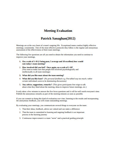 19+ Meeting Evaluation Templates - PDF