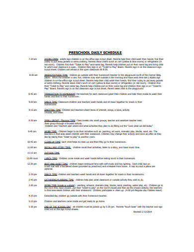 15+ Preschool Schedule Templates in Google Docs | Word | Pages | PDF