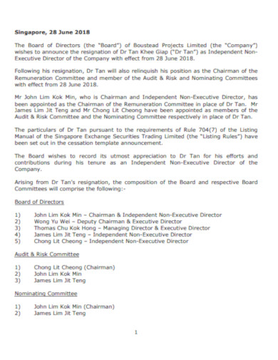 16+ Announcement of Resignation Templates in PDF | DOC