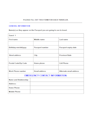 10+ Travel Agency Form Template - PDF