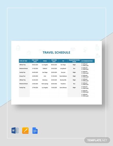 11+ Travel Schedule Templates - Free Word, Excel, PDF Format Download!