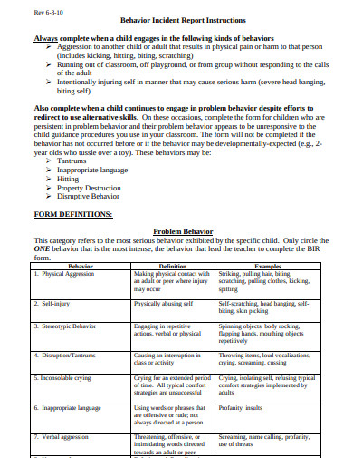 15+ Behavior Incident Report Templates - Google Docs, Word, Pages, PDF