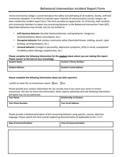 15+ Behavior Incident Report Templates - Google Docs, Word, Pages, PDF