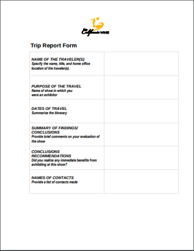 8+ Trip Report Templates - Google Docs, MS Word, Pages, Editable PDF