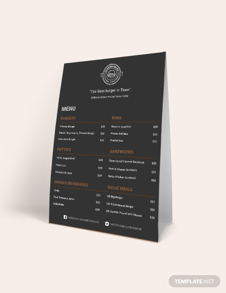 Table Tent Menu 11 Free Templates In PSD MS Word Publisher 